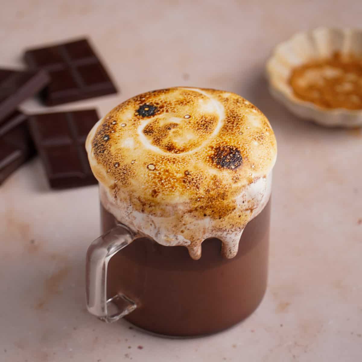 Creamy hot chocolate with the viral torched marshmallow - Tomatoes Tomahtos